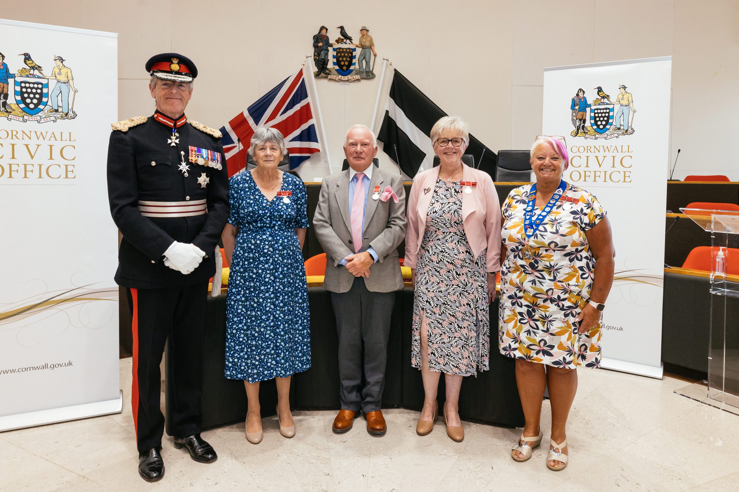 The Lord-Lieutenant presents three British Empire Medals to Cornwall ...